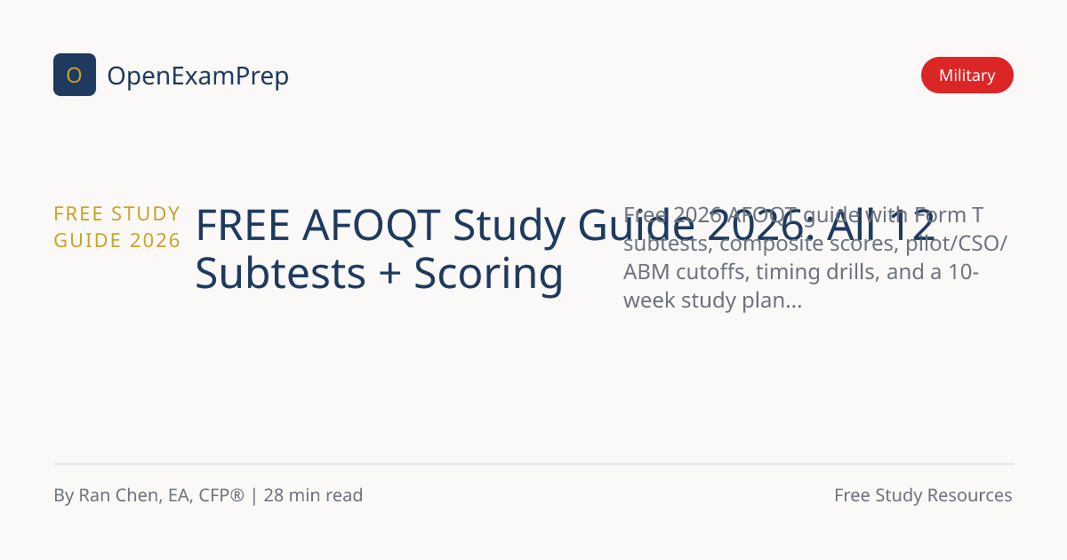 FREE AFOQT Study Guide 2026: All 12 Subtests + Scoring | OpenExamPrep
