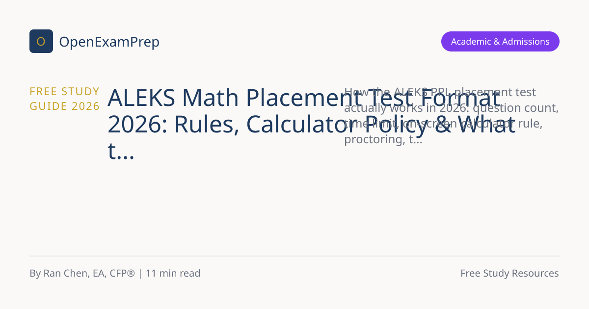 ALEKS Math Placement Test Format 2026: Rules & Calculator | OpenExamPrep