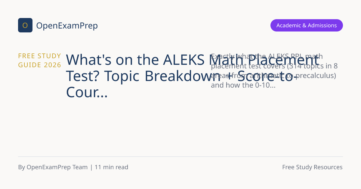 What's on the ALEKS Math Test? Topics + Score Chart 2026 | OpenExamPrep
