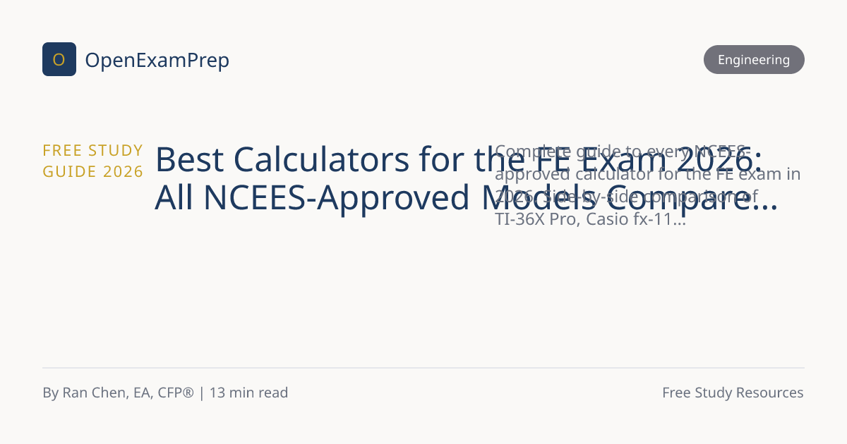 Best Calculators for FE Exam (2026) — NCEES Approved | OpenExamPrep