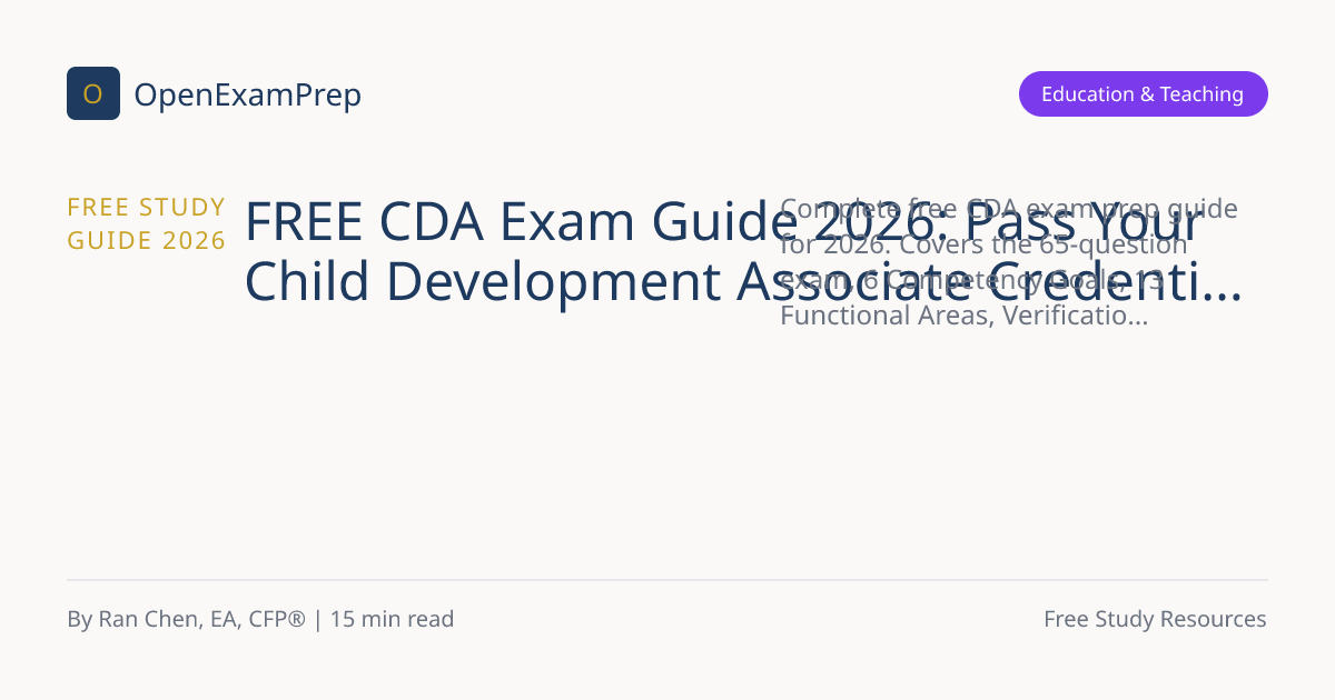 FREE CDA Practice Test 2026: 65 Q&A + Study Guide | OpenExamPrep