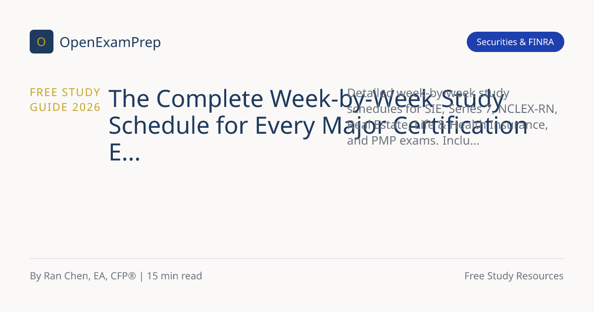FREE 2026 Study Schedules: SIE, NCLEX, Series 7, PMP & More | OpenExamPrep