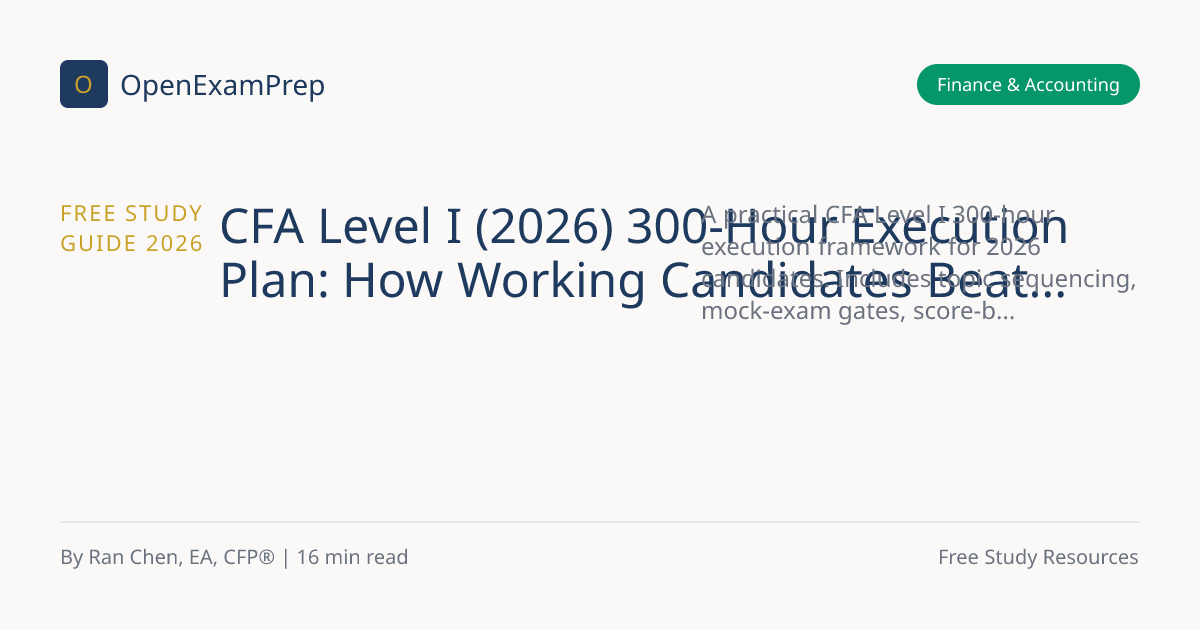 CFA Level I 300-Hour Plan (2026): Topic Order + Mocks | OpenExamPrep