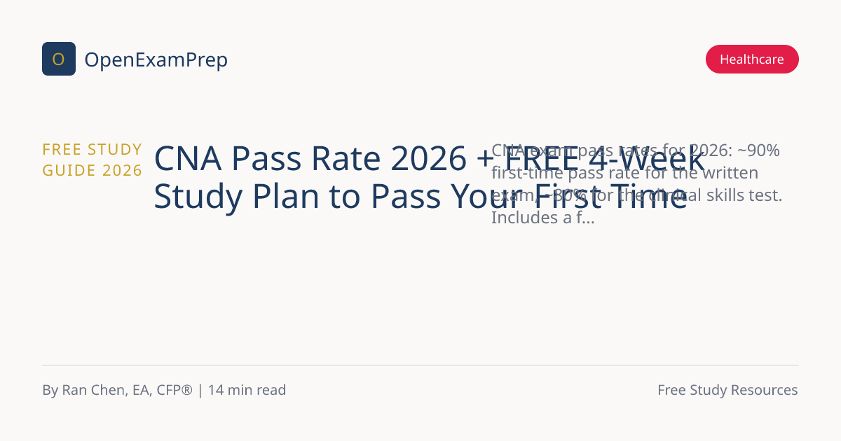 CNA Pass Rate 2026: 90% Pass + FREE 4-Week Study Plan | OpenExamPrep