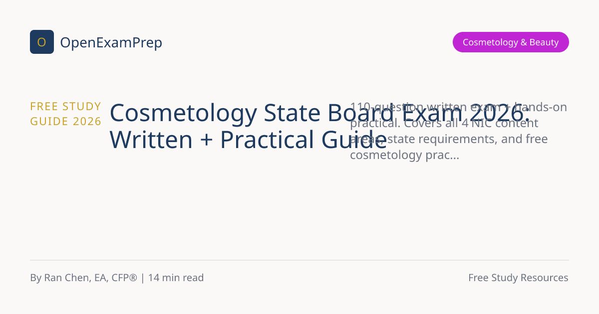 FREE Cosmetology State Board Exam Guide 2026 (NIC) | OpenExamPrep