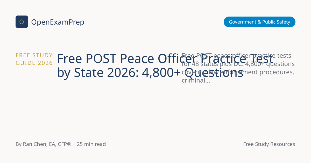 Free POST Peace Officer Practice Test 2026 | 48 States | OpenExamPrep