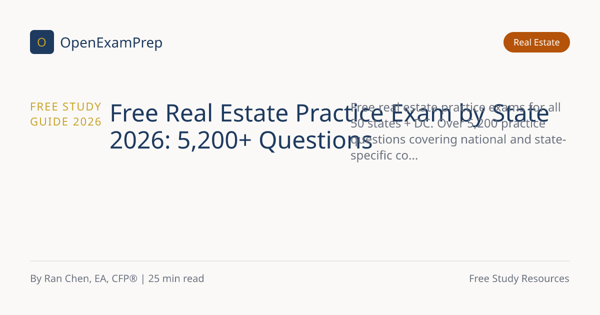 Free Real Estate Practice Exam by State 2026 | OpenExamPrep