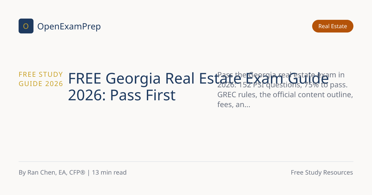 FREE Georgia Real Estate Exam Guide 2026: Pass First | OpenExamPrep