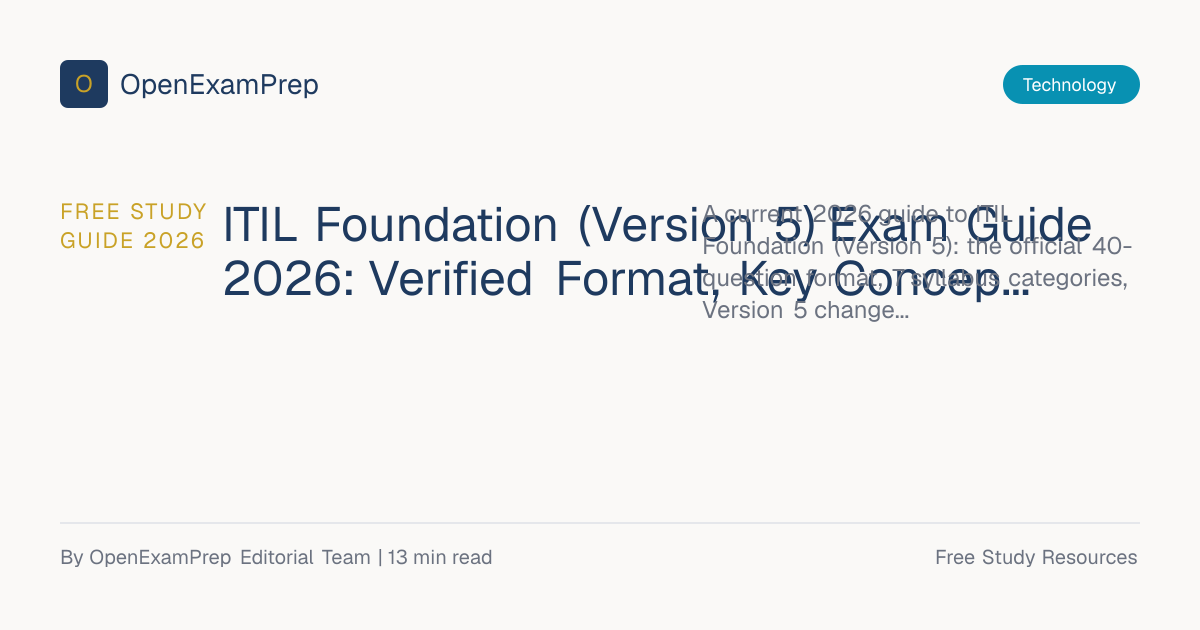 ITIL Foundation Version 5 Exam Guide 2026: 40 Questions | OpenExamPrep