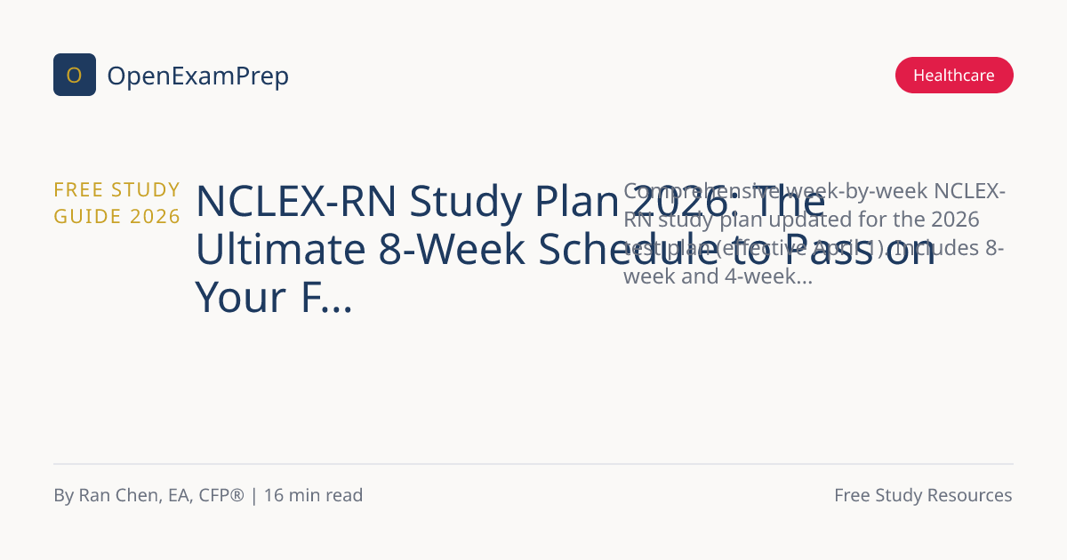 FREE NCLEX-RN Study Plan 2026: 8-Week Schedule | OpenExamPrep