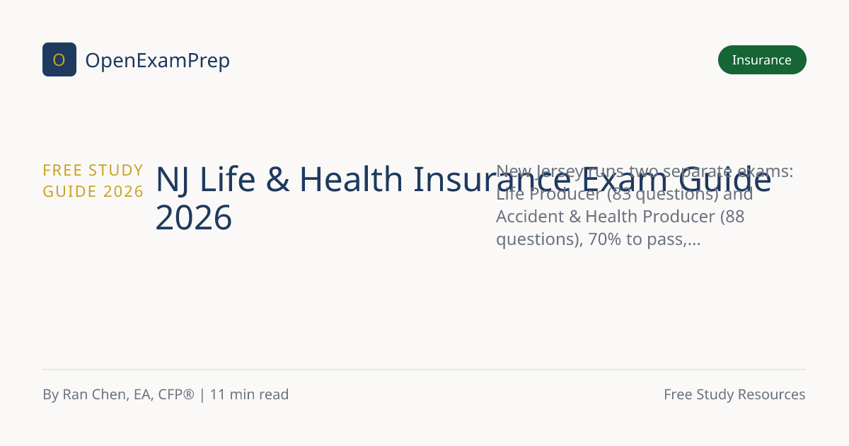 NJ Life & Health Insurance Exam 2026: FREE Prep Guide | OpenExamPrep