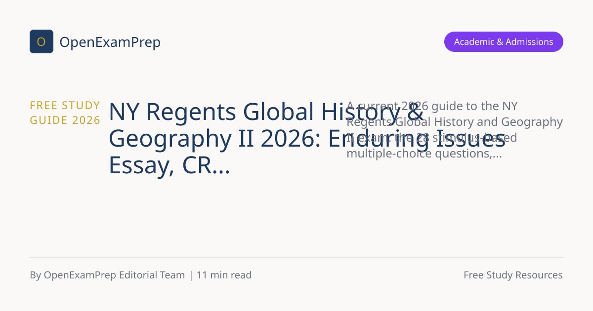 NY Regents Global History II 2026 Essay Guide | OpenExamPrep