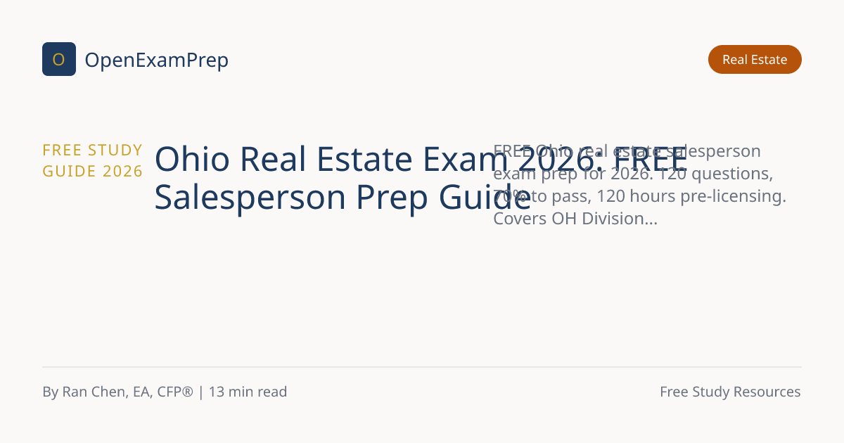 Ohio Real Estate Exam 2026: FREE Salesperson Prep Guide | OpenExamPrep