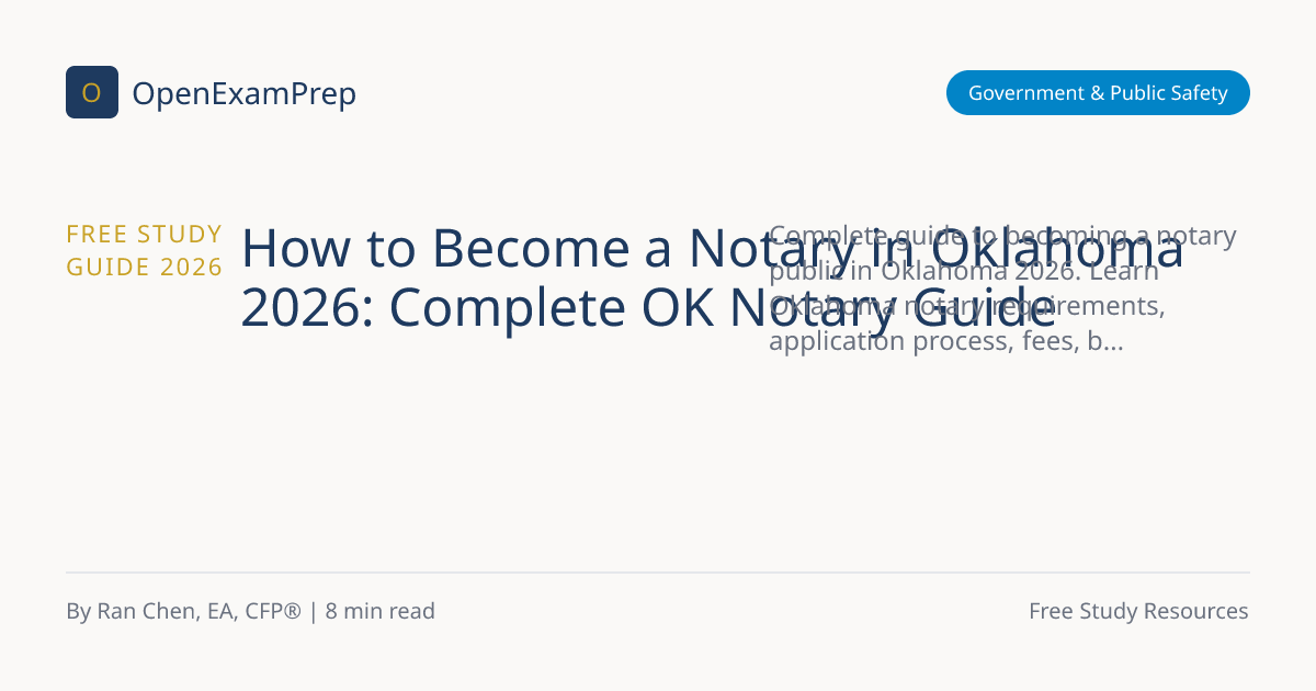 Oklahoma Notary 2026: No Exam, $1K Bond, 4-Year Term | OpenExamPrep