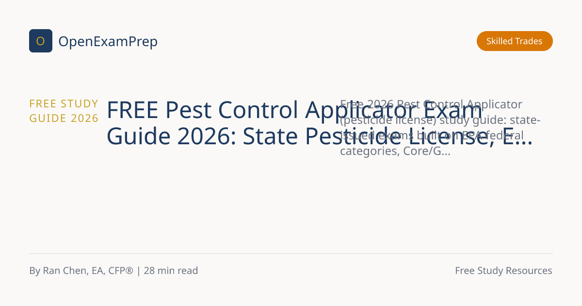 FREE Pest Control Applicator Exam Guide 2026 | Pesticide | OpenExamPrep