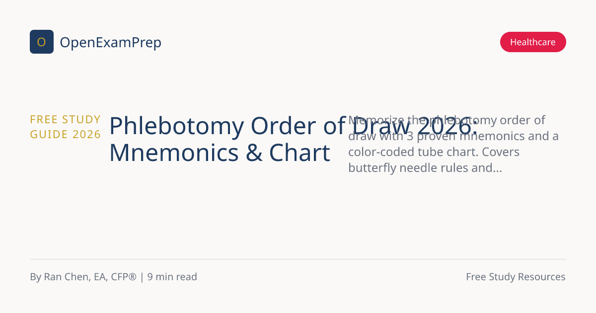Order of Draw Chart + 3 Mnemonics, Free (2026) | OpenExamPrep