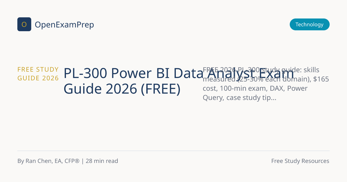 PL-300 Power BI Data Analyst Exam Guide 2026 (FREE) | OpenExamPrep
