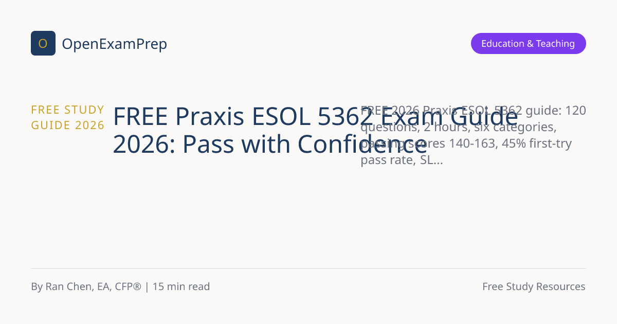 FREE Praxis ESOL 5362 Guide 2026: Pass on First Try | OpenExamPrep