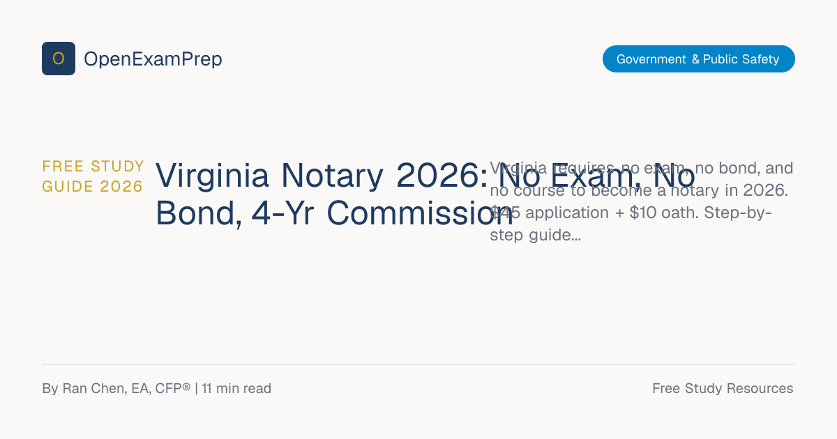 How to Become a Virginia Notary: No Exam (2026) | OpenExamPrep
